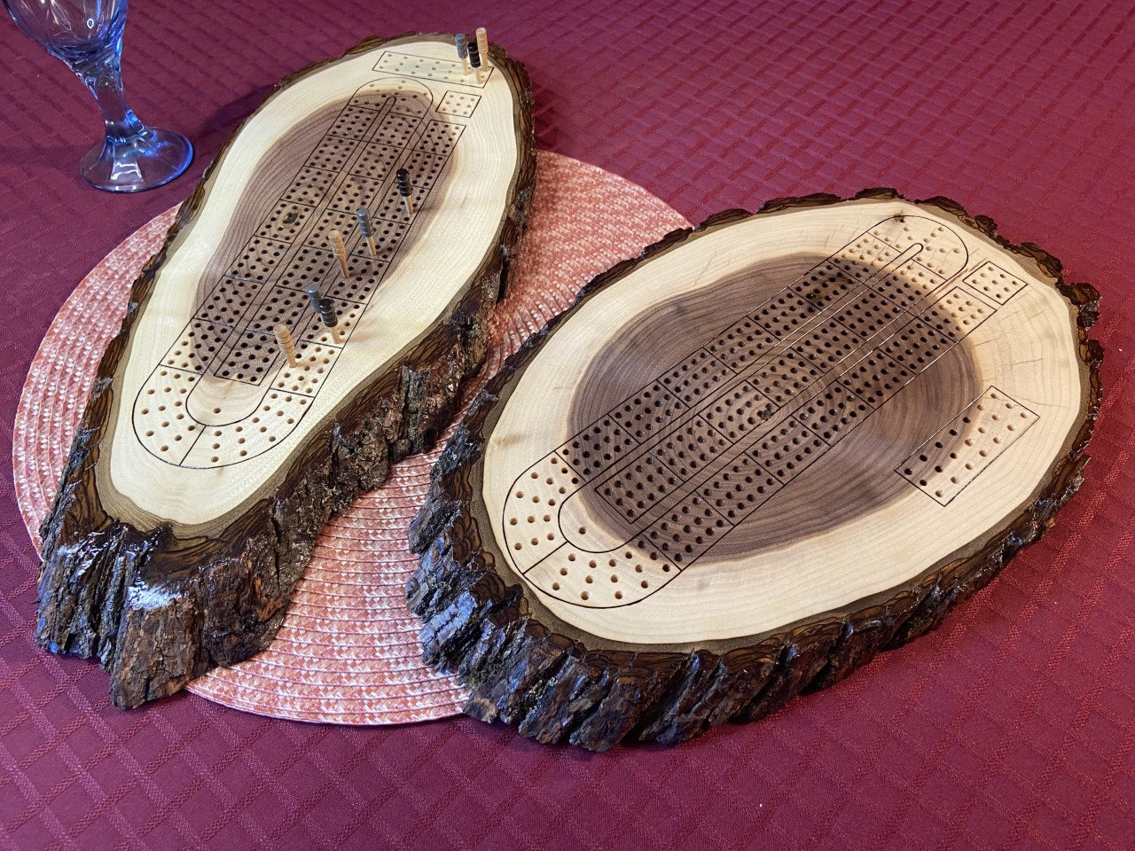 Walnut Oval Cribbage Board – Pebble Mountain Woodcrafts